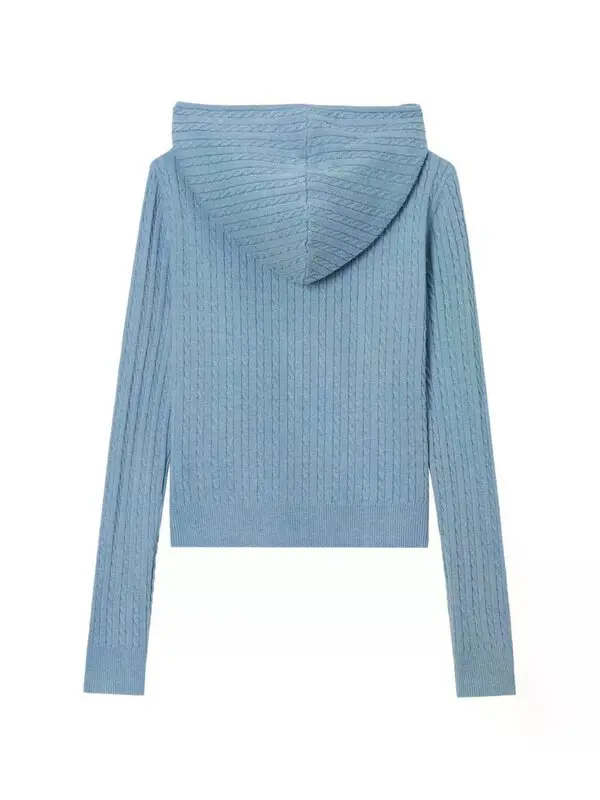 CHOCOOLATE Cable-knit Embroidered Cardigan - Blue