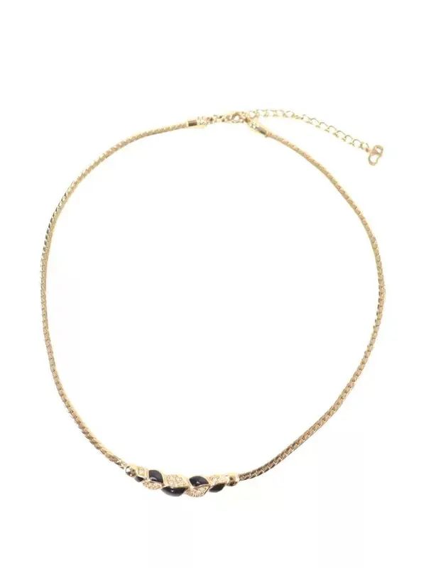 Dior 20th Century Plated Enamel And Strass Choker Necklace - Gold