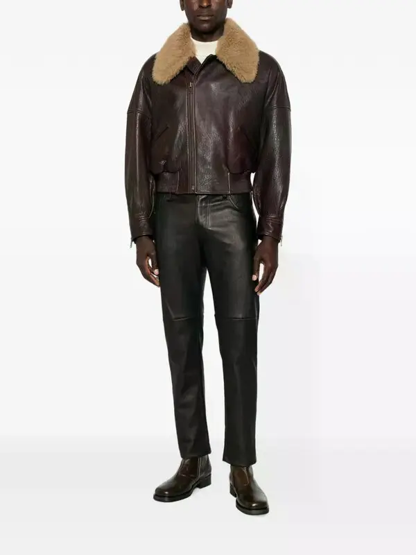 SALVATORE SANTORO Seam-detail Leather Trousers