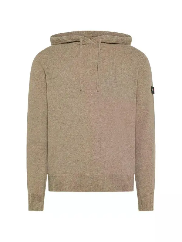 Peuterey Logo-patch Drawstring Knitted Hoodie - Neutrals