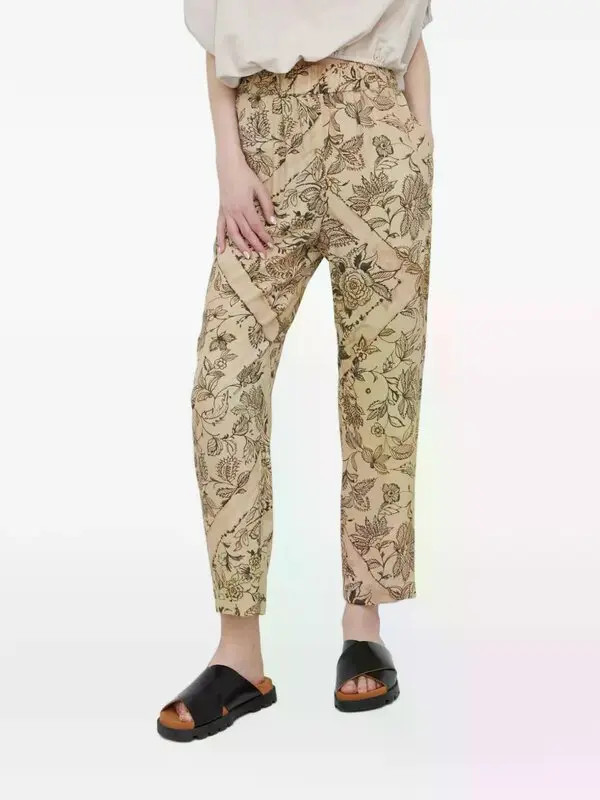 Sisley Floral-print High-waist Trousers