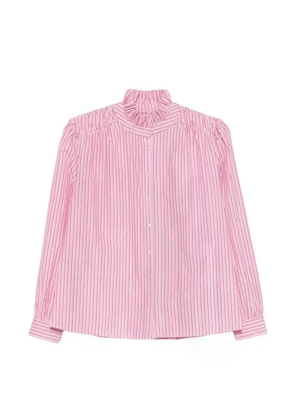 MAISON123 Striped Ruffled-collar Blouse