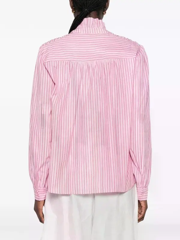 MAISON123 Striped Ruffled-collar Blouse