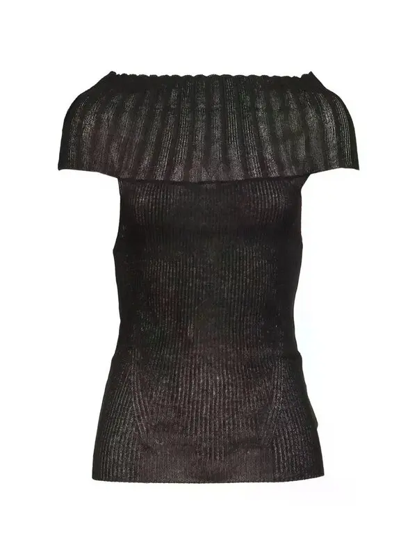 BOHEMSEO Off-shoulder Ribbed-knit Top