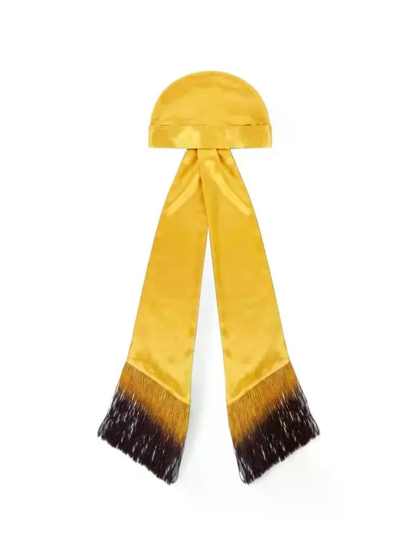 ROWEN ROSE Fringe-trimmed Satin Hat - Yellow