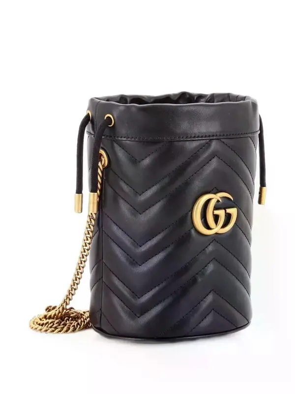 Gucci Gg Marmont Matelasse Leather Mini Bucket Bag - Black