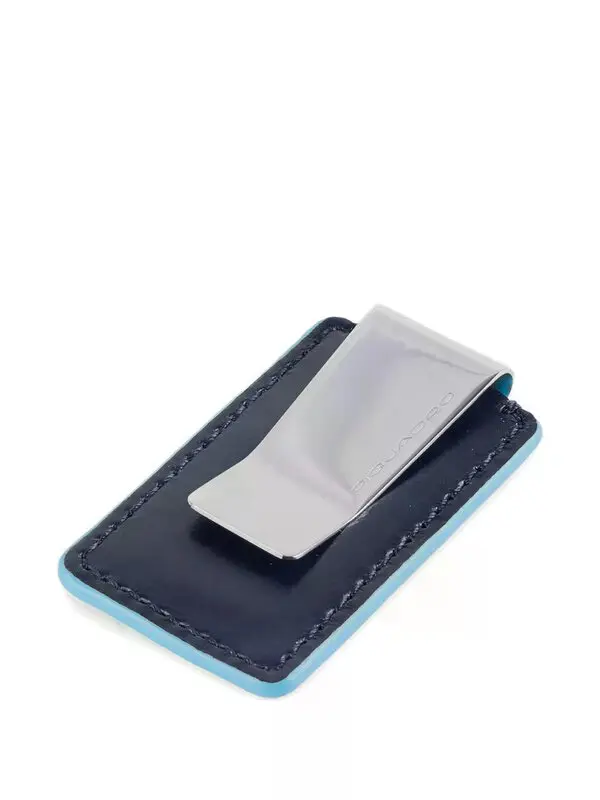 PIQUADRO Logo-engraved Leather Money Clip - Blue