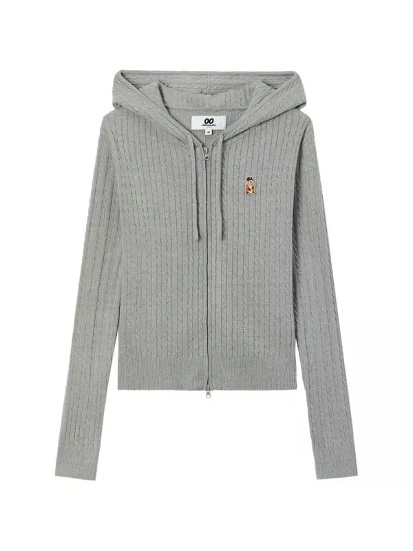 CHOCOOLATE Cable-knit Zip-up Cardigan - Grey