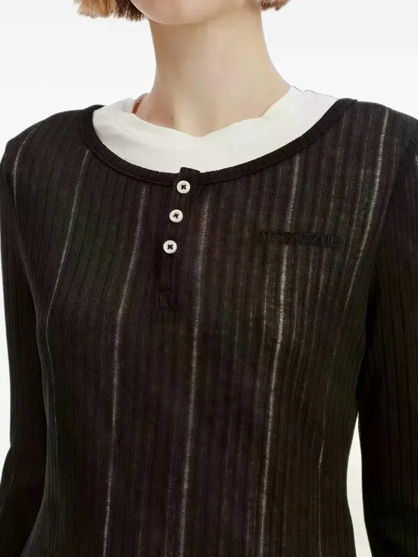Izzue Ribbed-knit Layered-effect Top