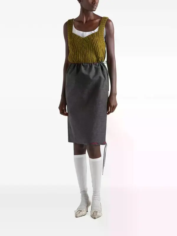 Prada Bonded Hopsack Midi-skirt With Devoré-effect