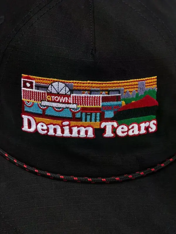 DENIM TEARS Q Town Embroidered Cap - Black
