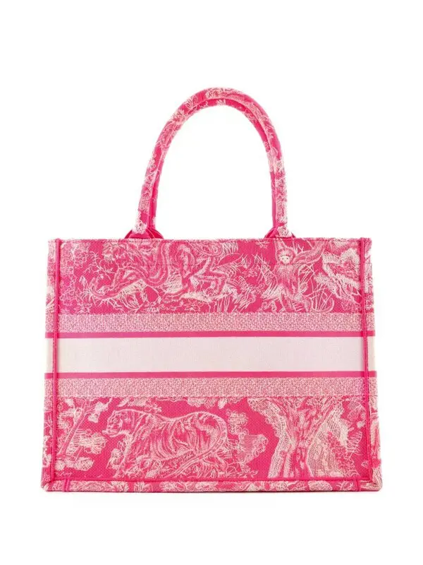 Dior Embroidered Canvas Medium Tote Bag - Pink