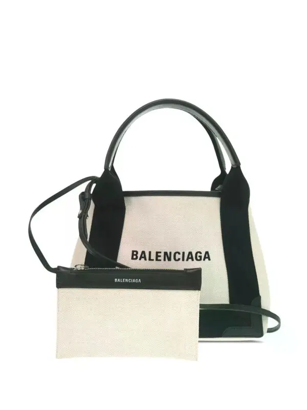 Balenciaga 2022 Canvas Navy Cabas Xs Satchel - Brown