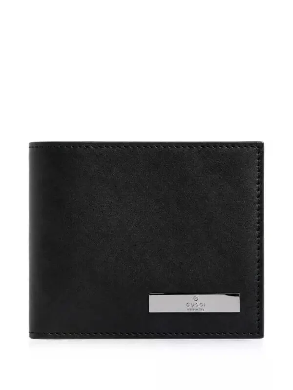 Gucci Bi-fold Wallet With Metal Tag - Black