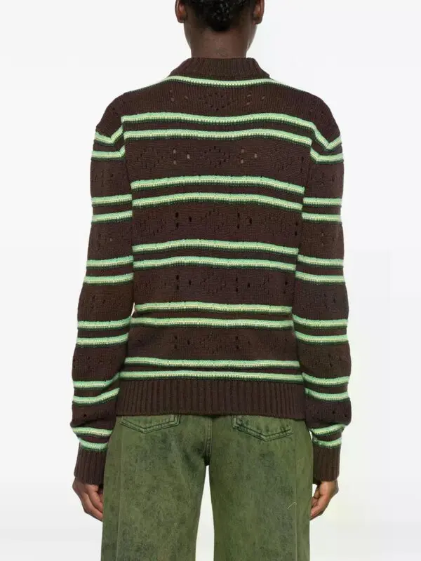 Marni Striped Distressed-effect Cashmere Sweater