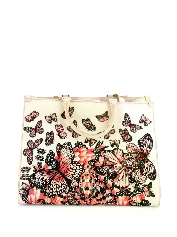 BVLGARI Convertible Shopping Printed Canvas And Leather Medium Tote Bag