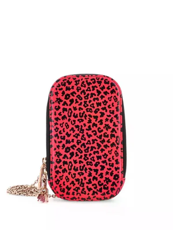 Dior Lady Phone Holder On Chain Printed Leather Crossbody Bag - Multicolour
