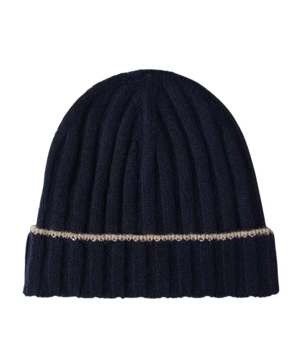 Brunello Cucinelli Cashmere Ribbed Hat - Blue