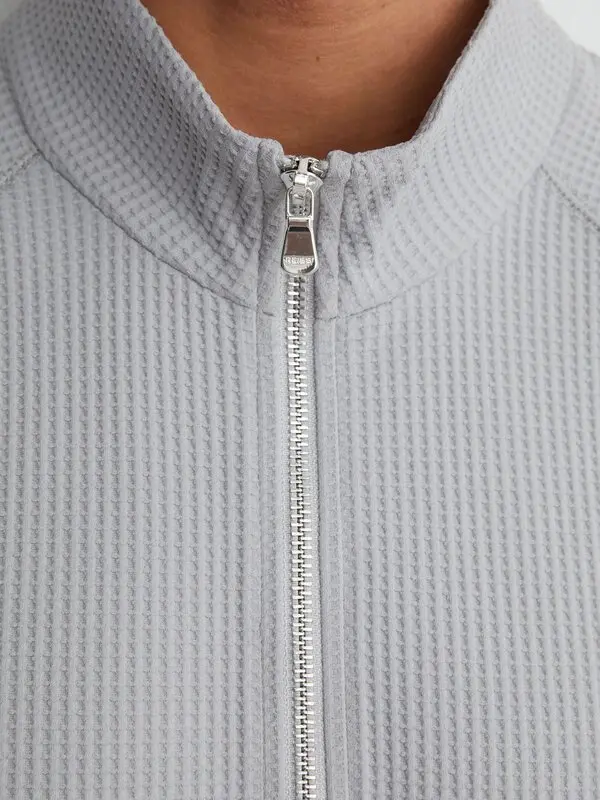 REISS Waffle Half-zip Funnel-neck Sweatshirt