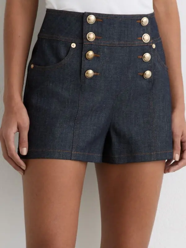 REISS Button-detail Denim Shorts