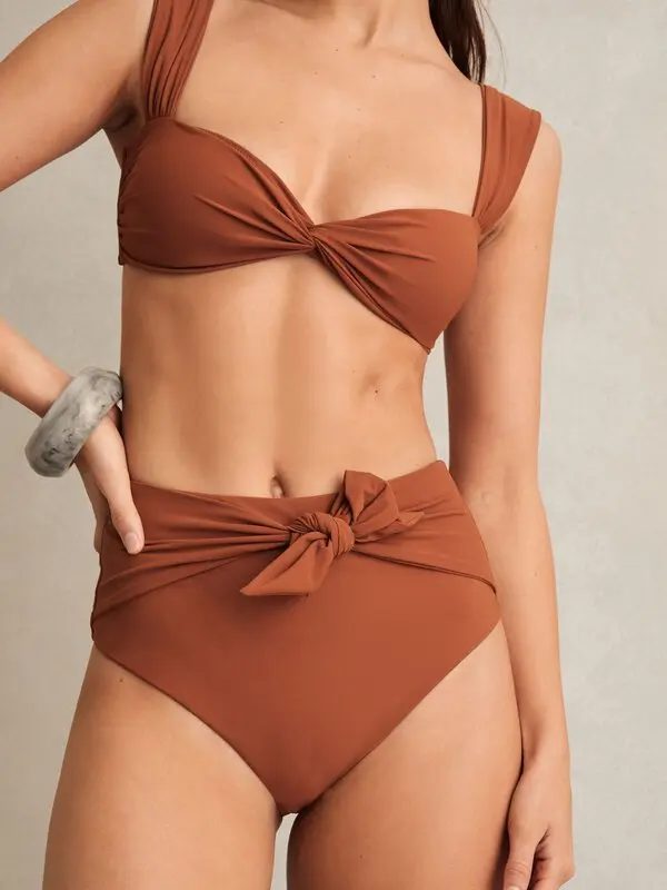 REISS High Waist Tie Front Bikini Bottoms