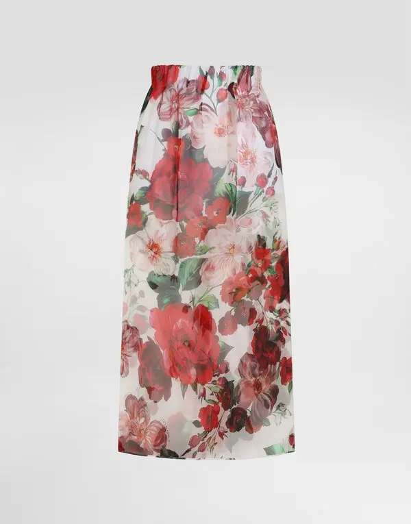 Dolce & Gabbana Rose- Chiffon Calf-length Skirt Skirts - Print