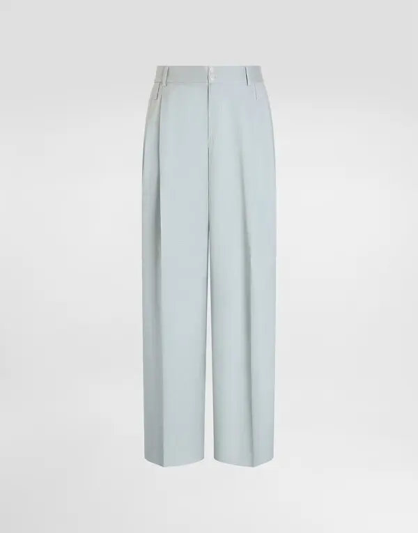 Dolce & Gabbana Shantung Viscose Tailored Trousers - Azure