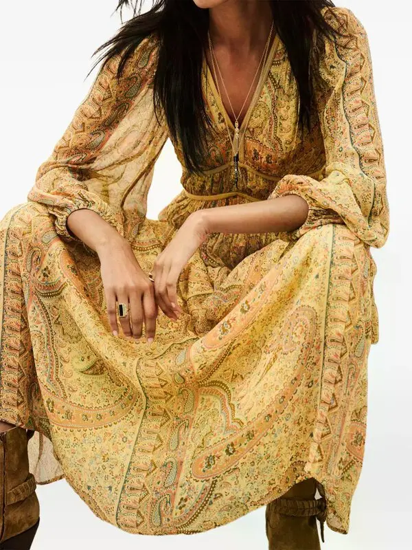 Ba&sh Chana Paisley-print Cold-shoulder Maxi Dress