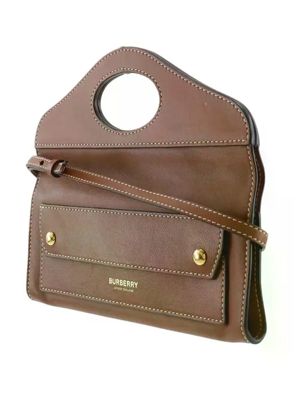 Burberry 2020 Calfskin Pocket Clutch With Strap Satchel