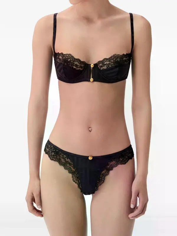 Versace Lace-trim Jacquard Silk Slip