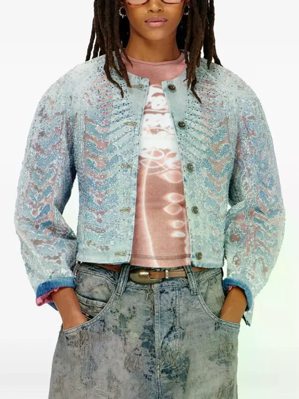 DIESEL® Jacket In Microstone Devoré Denim