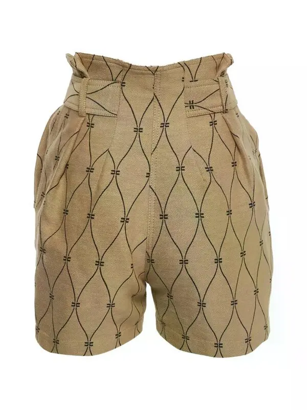 Elisabetta Franchi Monogram Jacquard Belted Shorts