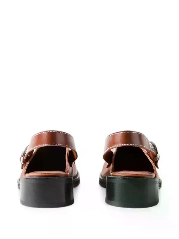 Claudie Pierlot Topstitched Smooth Leather Clogs