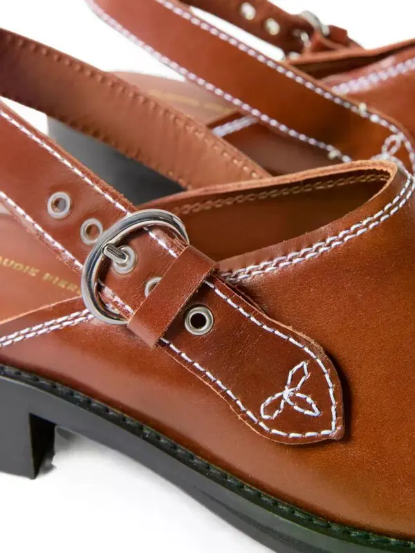Claudie Pierlot Topstitched Smooth Leather Clogs
