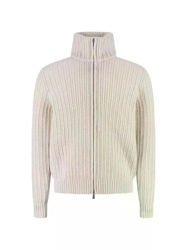 GRAN SASSO Ribbed-knit Zip-up Cardigan
