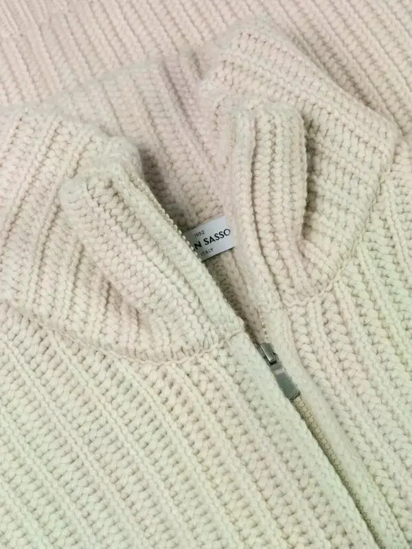 GRAN SASSO Ribbed-knit Zip-up Cardigan