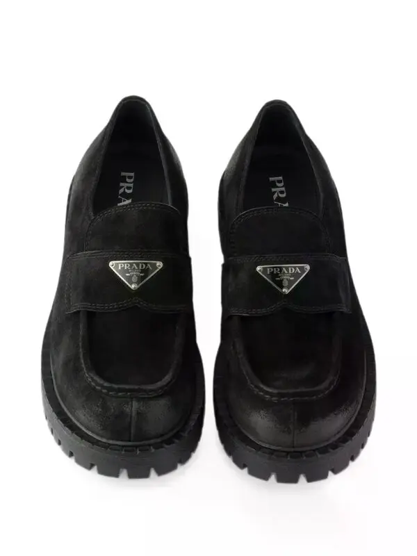 Prada Aged Suede Loafers