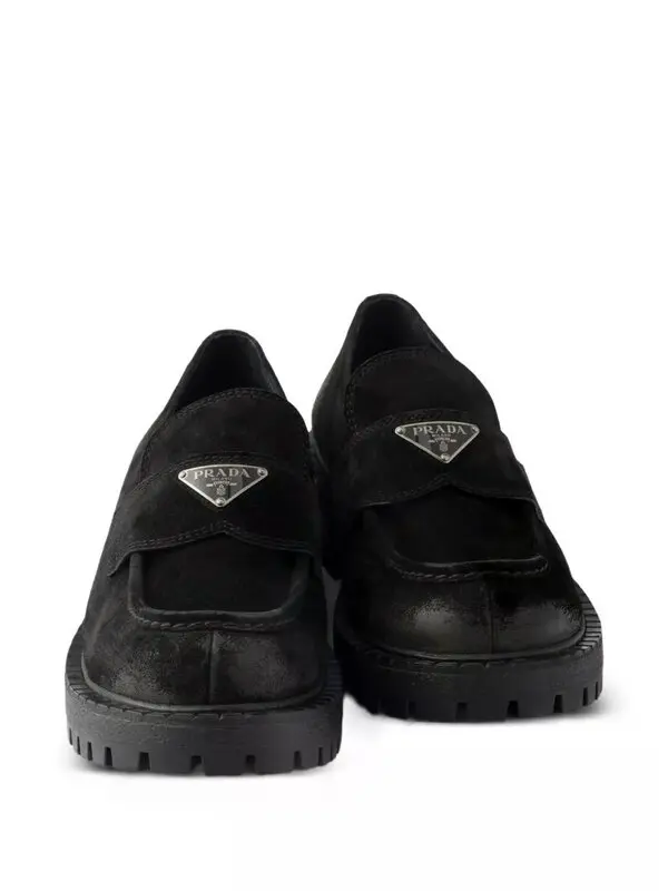 Prada Aged Suede Loafers