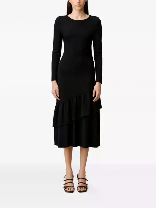 Claudie Pierlot Asymmetric Ruffled Jersey Dress