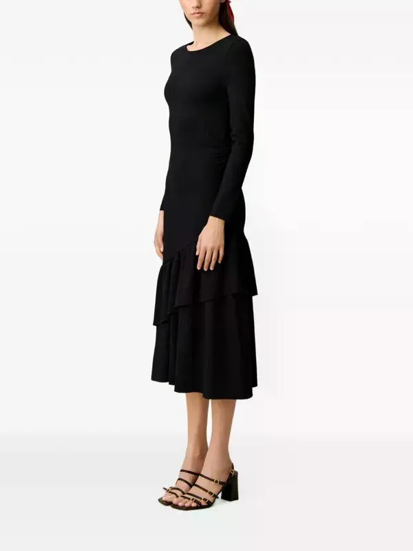Claudie Pierlot Asymmetric Ruffled Jersey Dress
