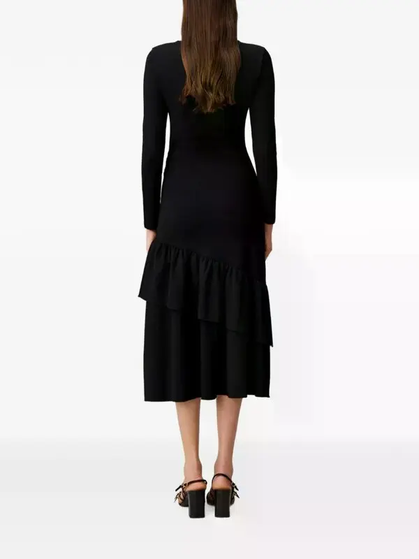 Claudie Pierlot Asymmetric Ruffled Jersey Dress