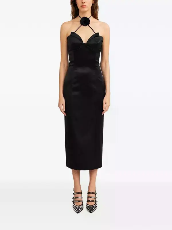 Philipp Plein Satin Midi Dress Flower
