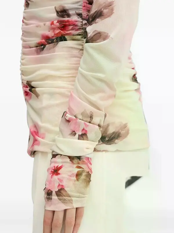 SILVIAN HEACH Floral-print Ruched Top