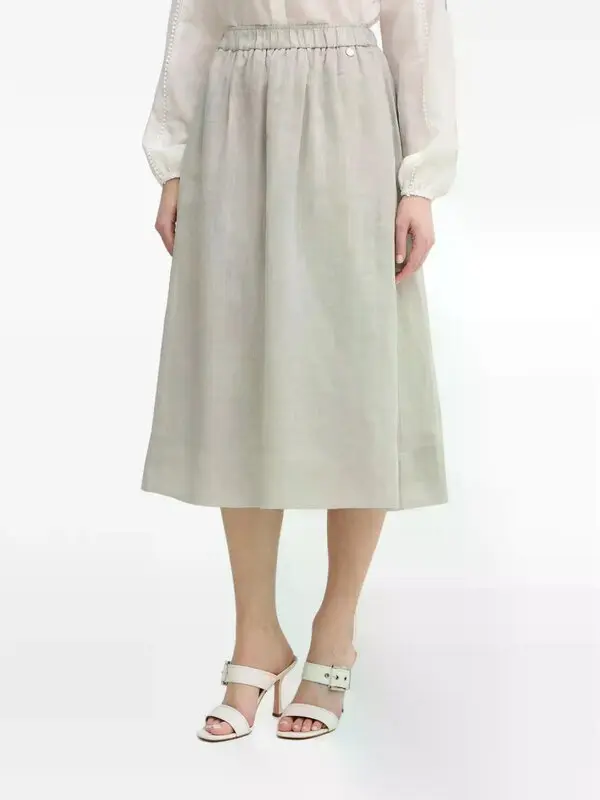 SILVIAN HEACH Elasticated-waist Logo-plaque Midi Skirt