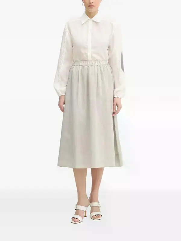 SILVIAN HEACH Elasticated-waist Logo-plaque Midi Skirt