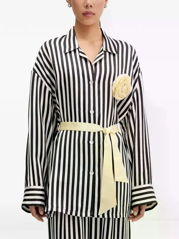 Sleeper The Rose Striped Floral-detail Pajamas