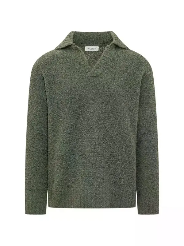 LANEUS Bouclé-knit Polo-collar Sweater