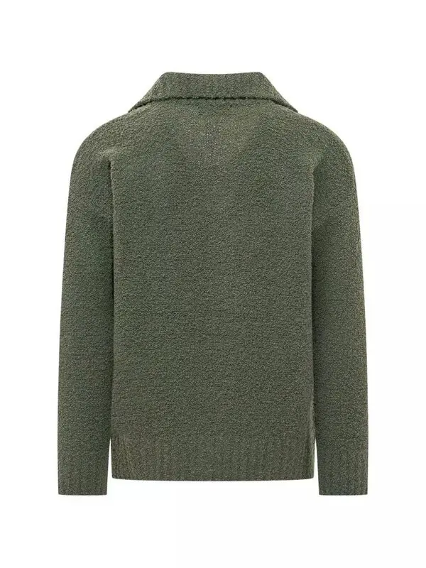 LANEUS Bouclé-knit Polo-collar Sweater