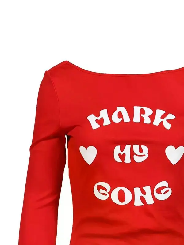MARKGONG Printed Cowl-neck Backless Top