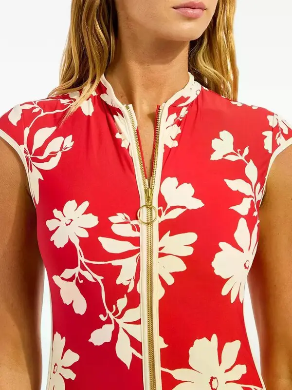Seafolly Floral-print Cap-sleeve Swimsuit